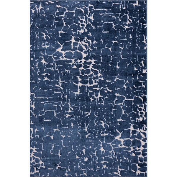 Abani Regal Blue 7 ft. 9 in. x 10 ft. 2 in. Abstract Polypropylene Area ...