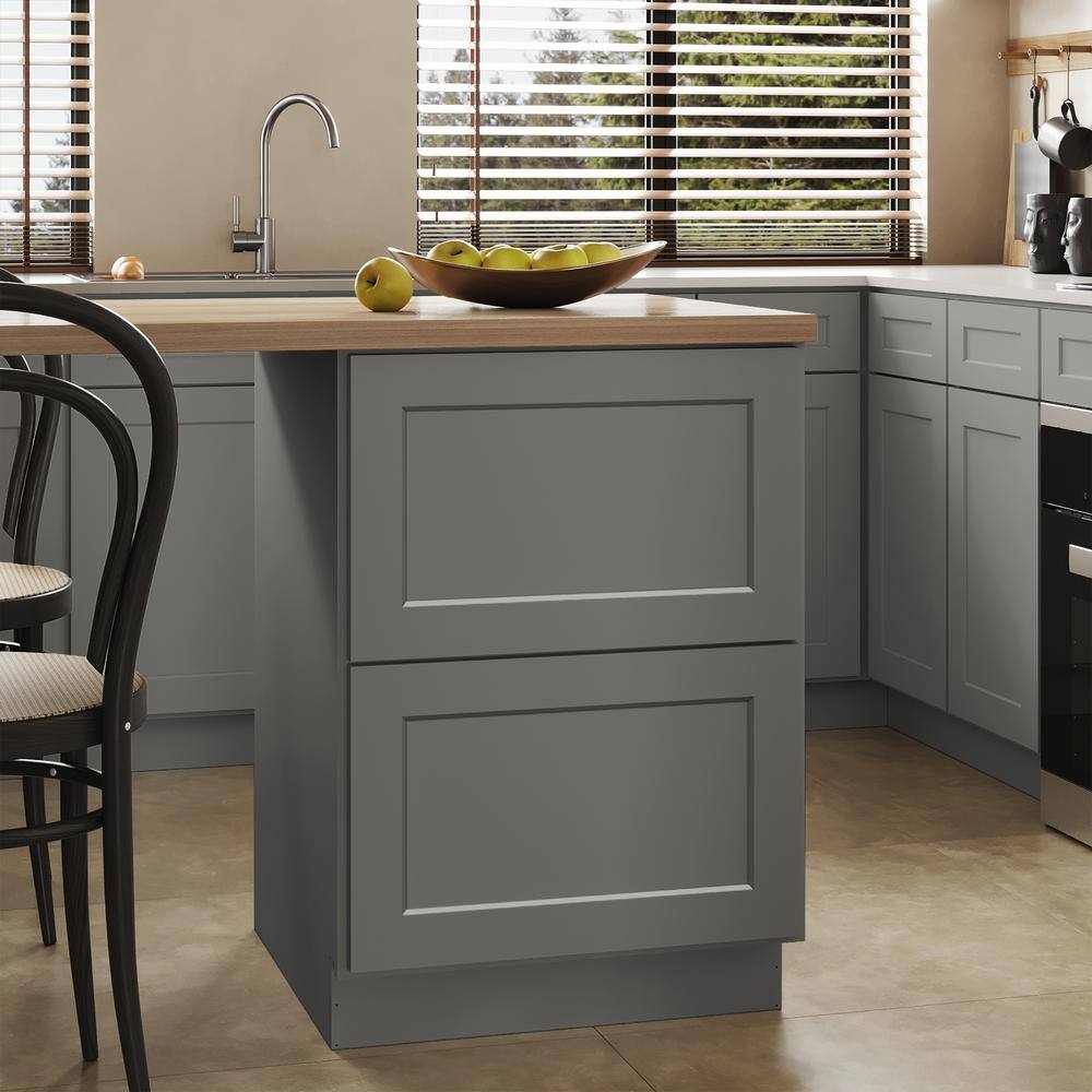 24 in. W x 24 in. D x 34.5 in. H in Shaker Grey Plywood Ready to Assemble Kitchen Base Cabinet ...