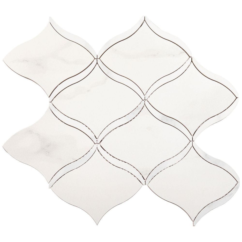 ANDOVA Ciara Alvar White 11-in. x 13-in. Marble Look Matte Porcelain Floor Wall and Tile Sample ...