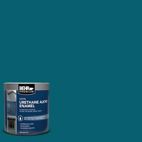 BEHR PREMIUM 1 qt. #T16-04 Galapagos Satin Enamel Urethane Alkyd ...