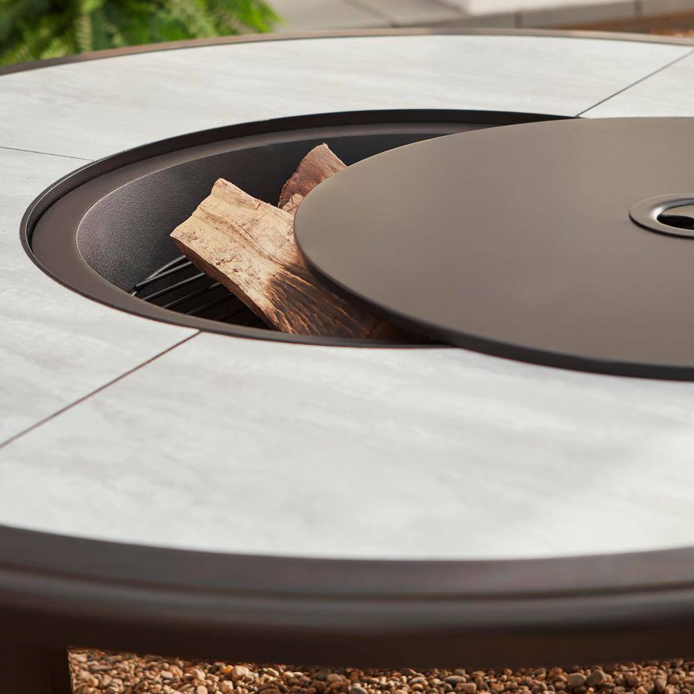 Buy Whitfield 48 in. Round Galvanized Steel Wood Burning Fire Pit Table ...