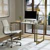 Homy Casa Slip 47 in. Rectangular Clear Glass Top Elegant Computer Desk ...