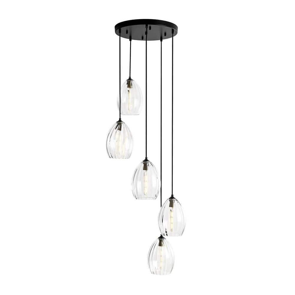 Rennnsan Dicino 5-Light Modern Cluster Black Pendant Light with Pastel ...