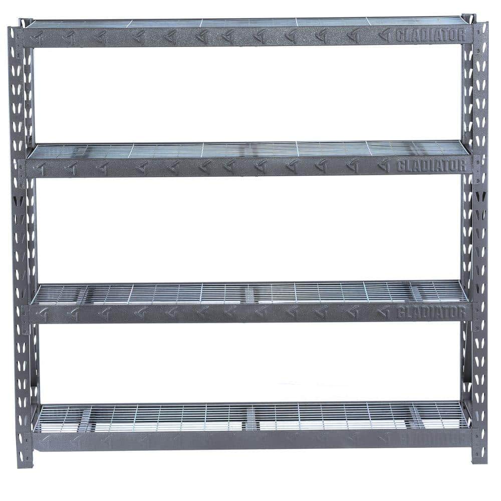 Gladiator 4-Shelf 72 in. H x 77 in. W x 24 in. D Welded Steel Garage ...