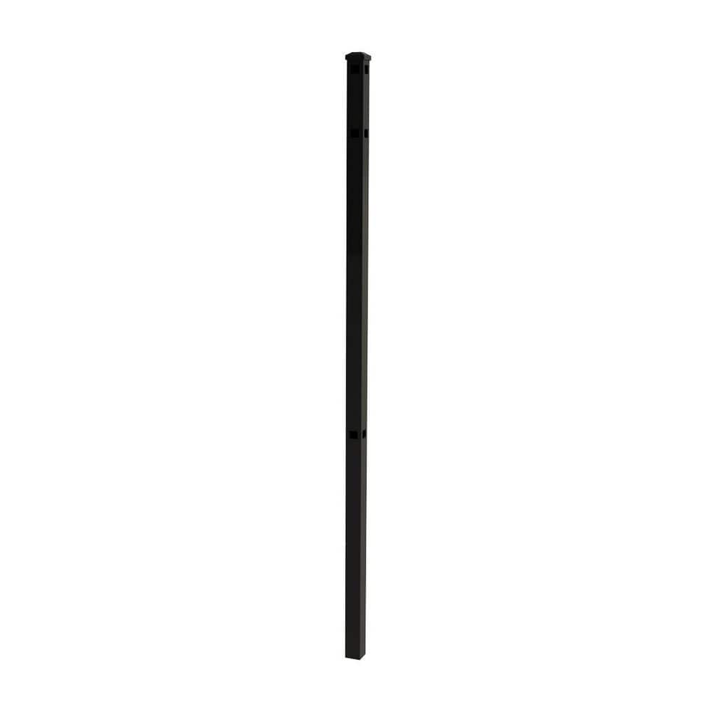 FORGERIGHT 79 in. H 3-Rail Deluxe Black Aluminum Corner Fence Post with ...