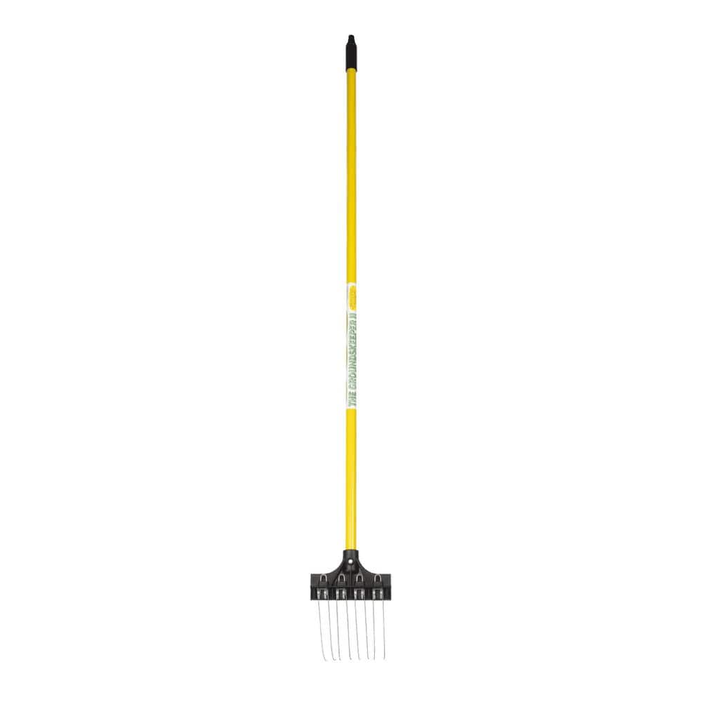 THE GROUNDSKEEPER II 55 in. Yellow Fiberglass Handle 6 in. Mini Rake ...