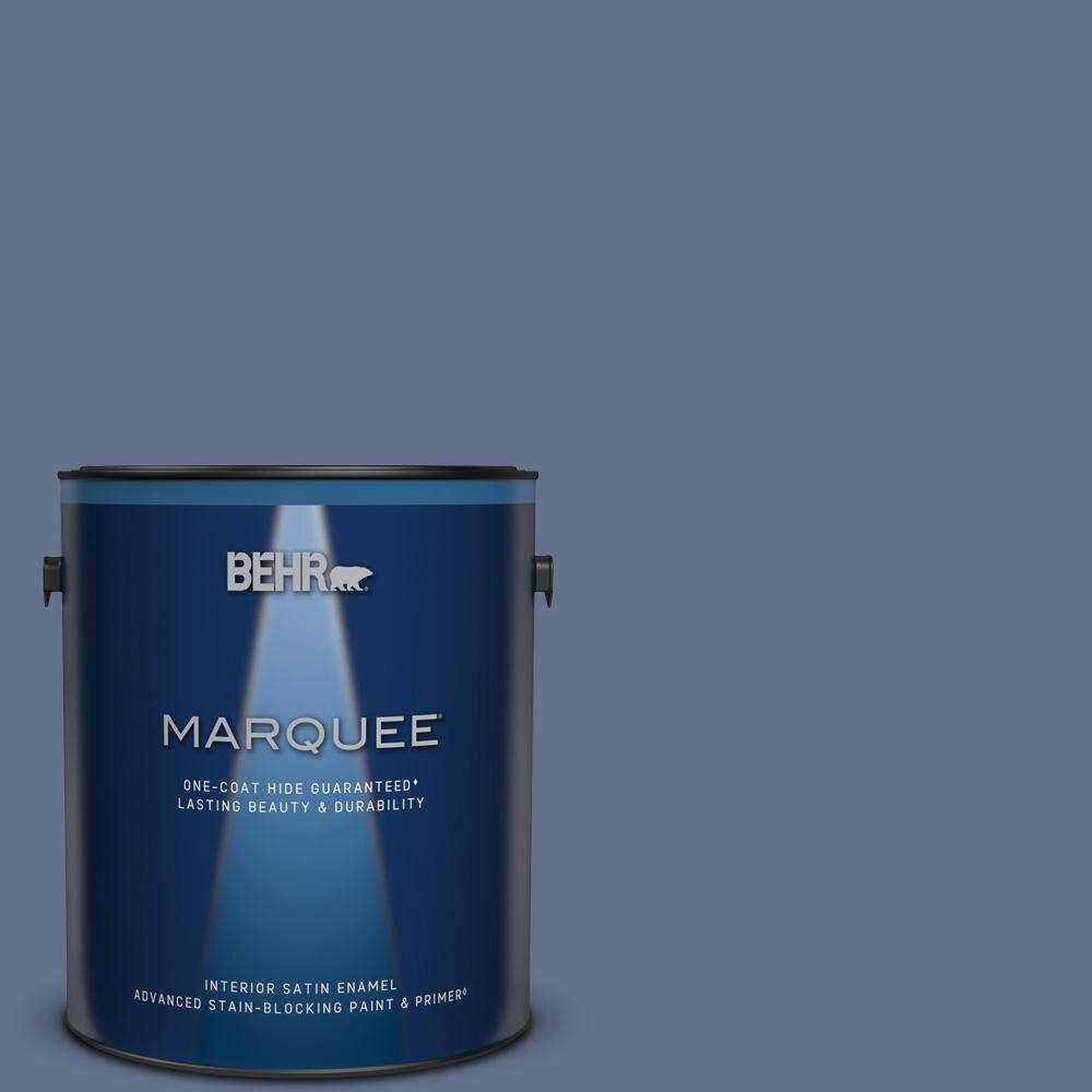 BEHR MARQUEE 1 gal. #600F-6 Atlantic Blue Satin Enamel Interior Paint ...