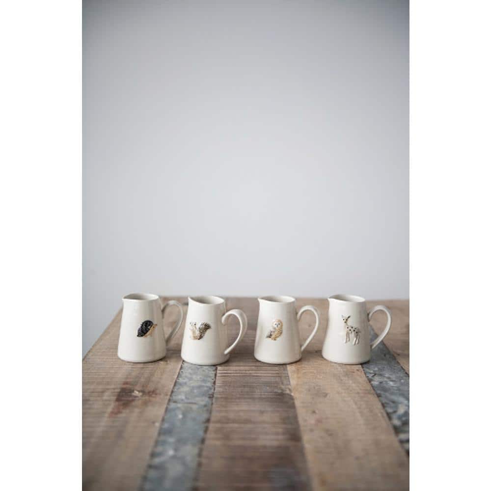 Storied Home 3.5 fl.oz Multi Color Stoneware Pitchers with Hand-Painted ...