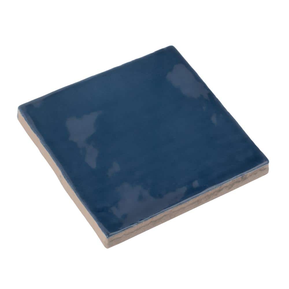 Apollo Tile Silken 3.94 in. x 3.94 in. Navy Blue Ceramic Glossy Wall ...