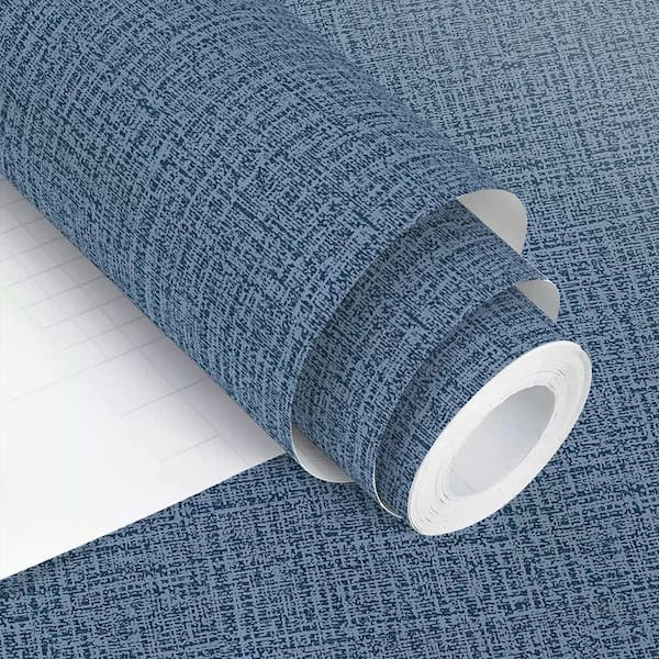 Blue Grasscloth Textured Contact Paper Peel and Stick Wallpaper Roll ...