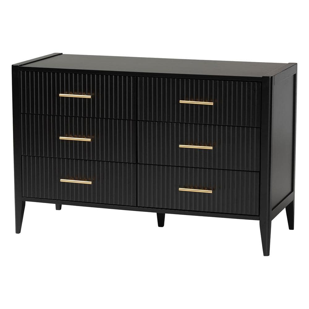 Baxton Studio Primrose Black 6-Drawer 47 in. Dresser 249-13822-HD - The ...