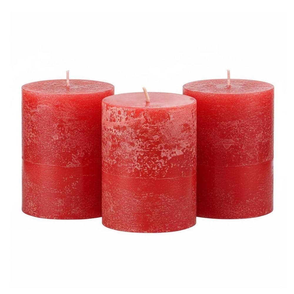 Red Unscented Dripless Smokeless Soy Wax Single Wick Pillar Candle 3 ...