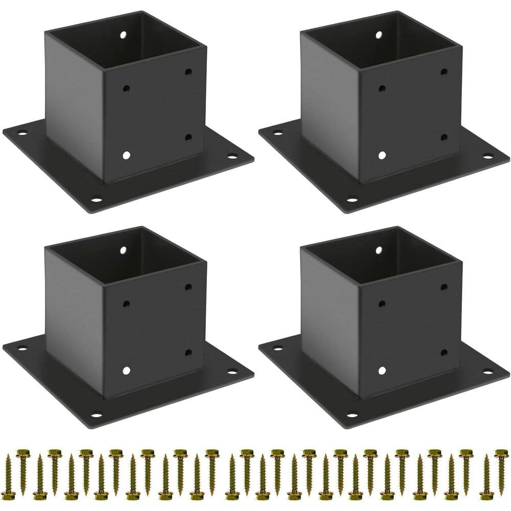 Afoxsos 4 x 4 in. Steel Deck Post Brackets with Inner Size of 3.5 x 3.5 ...