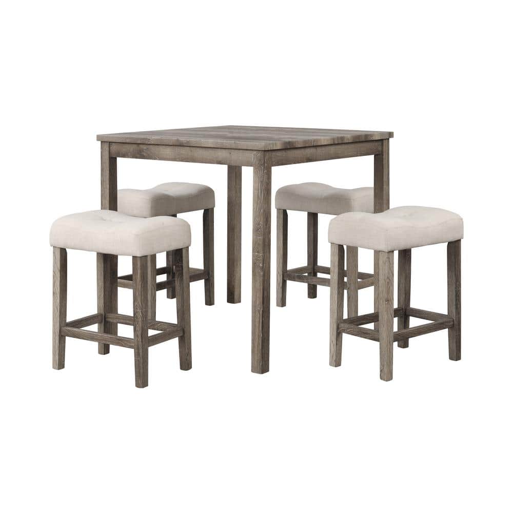 Best Master Furniture Svend 5-Piece Antique Natural Oak Counter Height ...