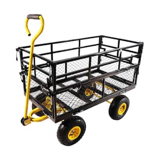 35.55 cu. ft. Metal Garden Cart Wagon, Yellow+Black HDPH037OT007 - The ...