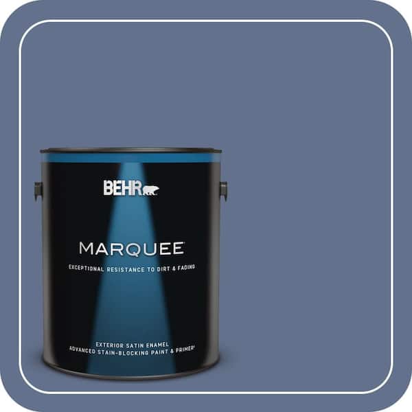 BEHR MARQUEE 1 gal. #600F-6 Atlantic Blue Satin Enamel Exterior Paint ...