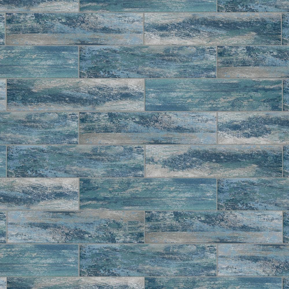 Merola Tile Cassis Blue 8-1/2 in. x 35-1/2 in. Porcelain Floor and Wall ...