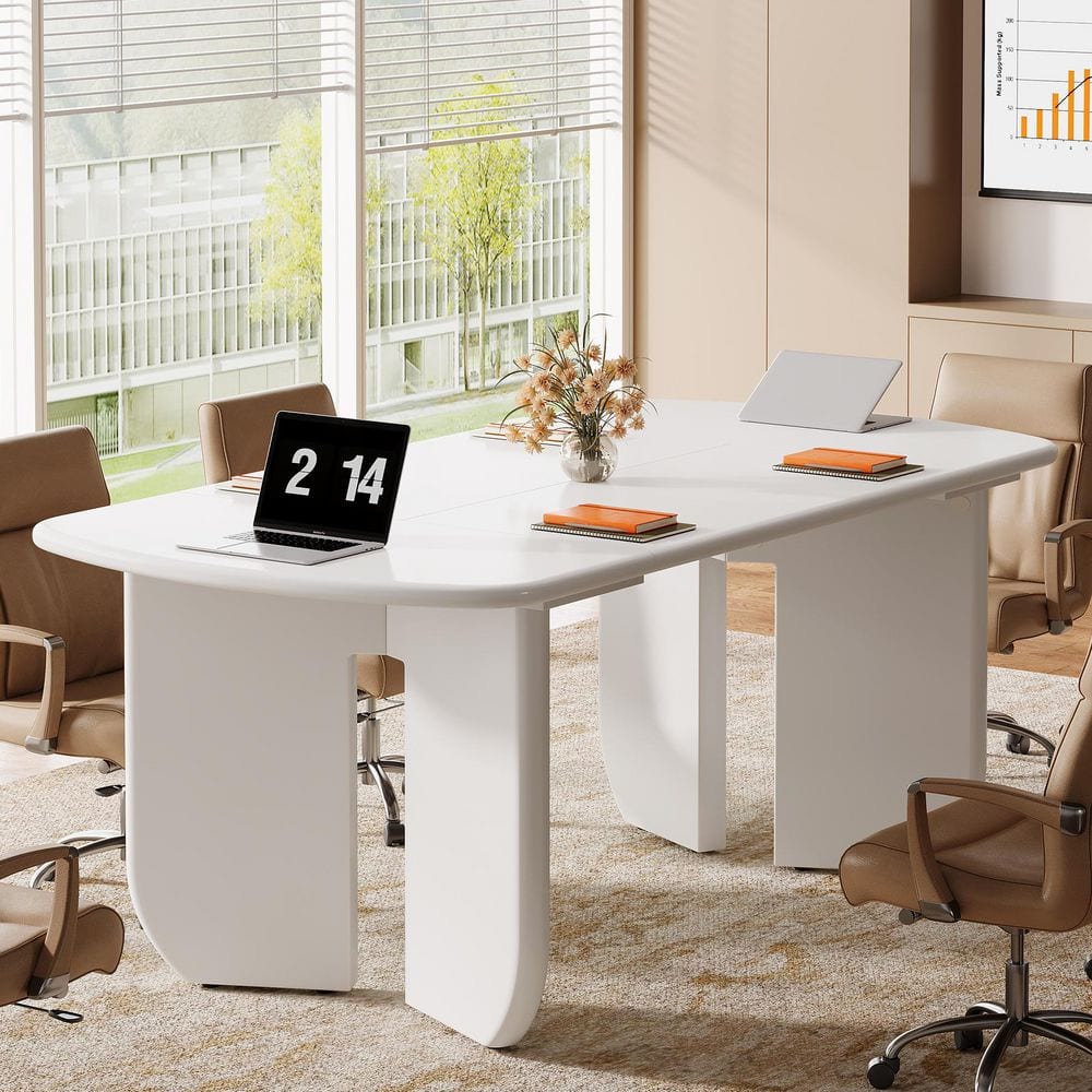 BYBLIGHT Capen 62.99" in. Rectangular White Wood Computer Desk with ...