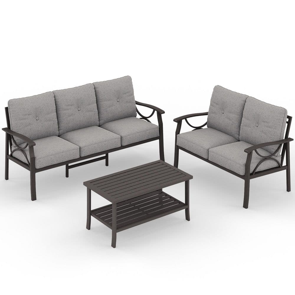 SUNVIVI Grey 5-Person Patio Conversation Sets with Cushions ZHJ00234GY ...