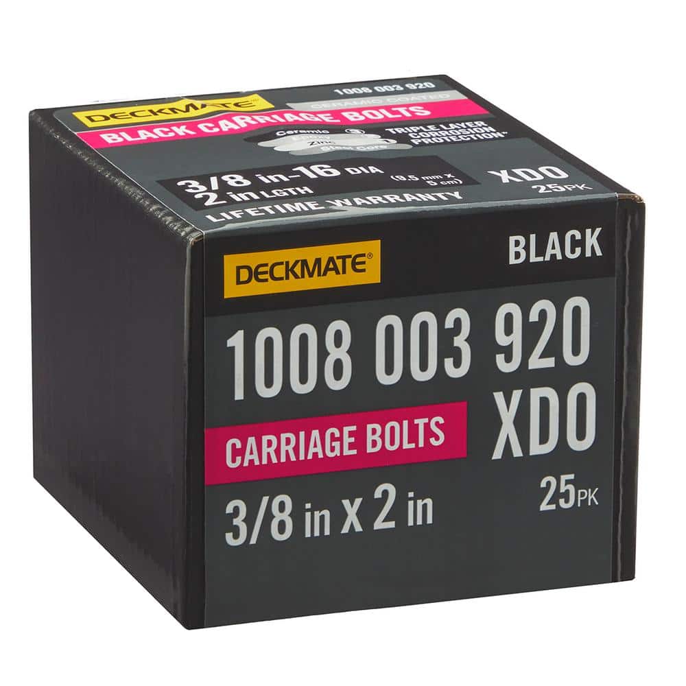 DECKMATE 3/8 in.-16 x 2 in. Black Deck Exterior Carriage Bolt (25-Pack ...