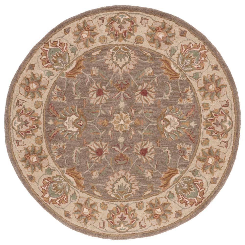 SAFAVIEH Heritage Brown/Ivory 6 ft. x 6 ft. Antique Border Round Area ...