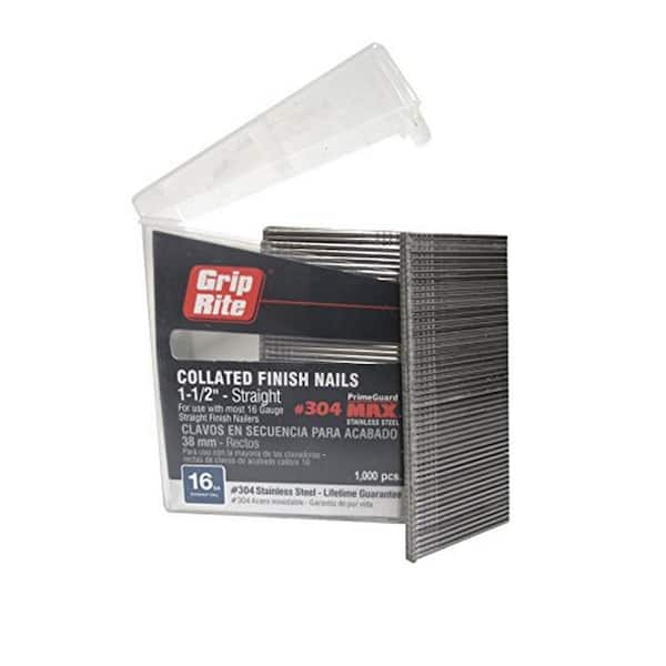 Grip-Rite 1-1/2 in. x 16-Gauge 304 Stainless Steel Nails (1000-Pack ...
