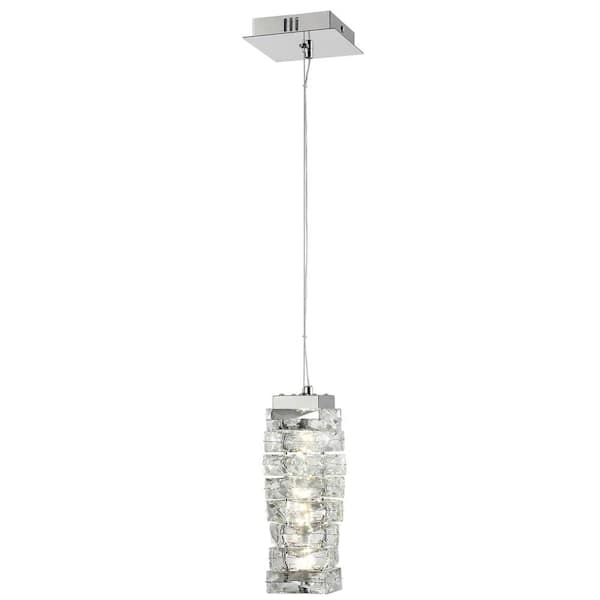 CLAXY 7 Watt LED Light Chrome Finished Shaded Pendant Light with Clear ...