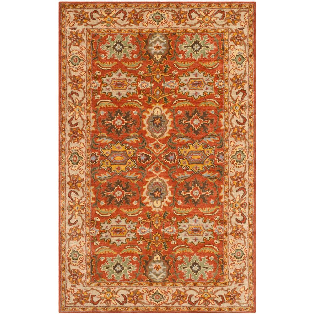 SAFAVIEH Heritage Rust/Beige 5 ft. x 8 ft. Border Area Rug HG734D-5 ...