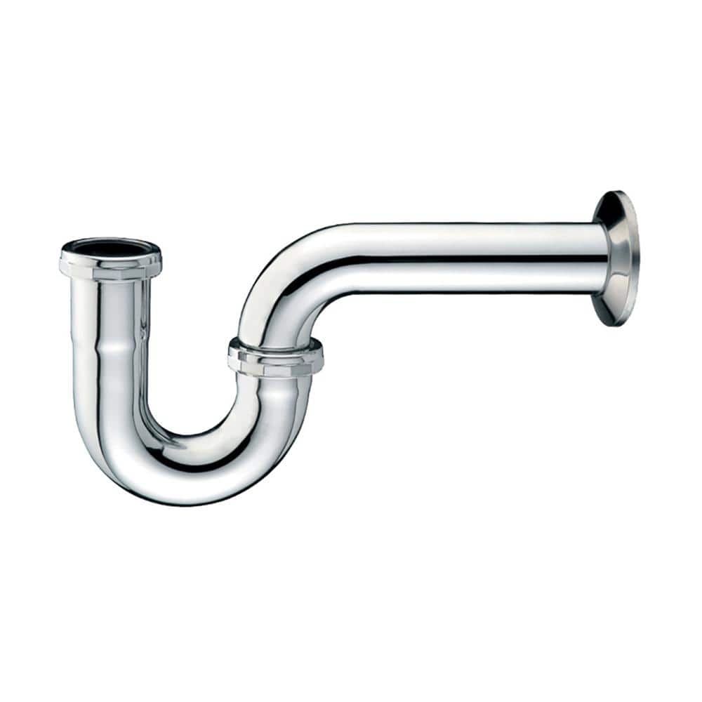 PLUMBFLEX 1-1/4 in. P-Trap for Tubular Drain Applications, 22GA Chrome ...