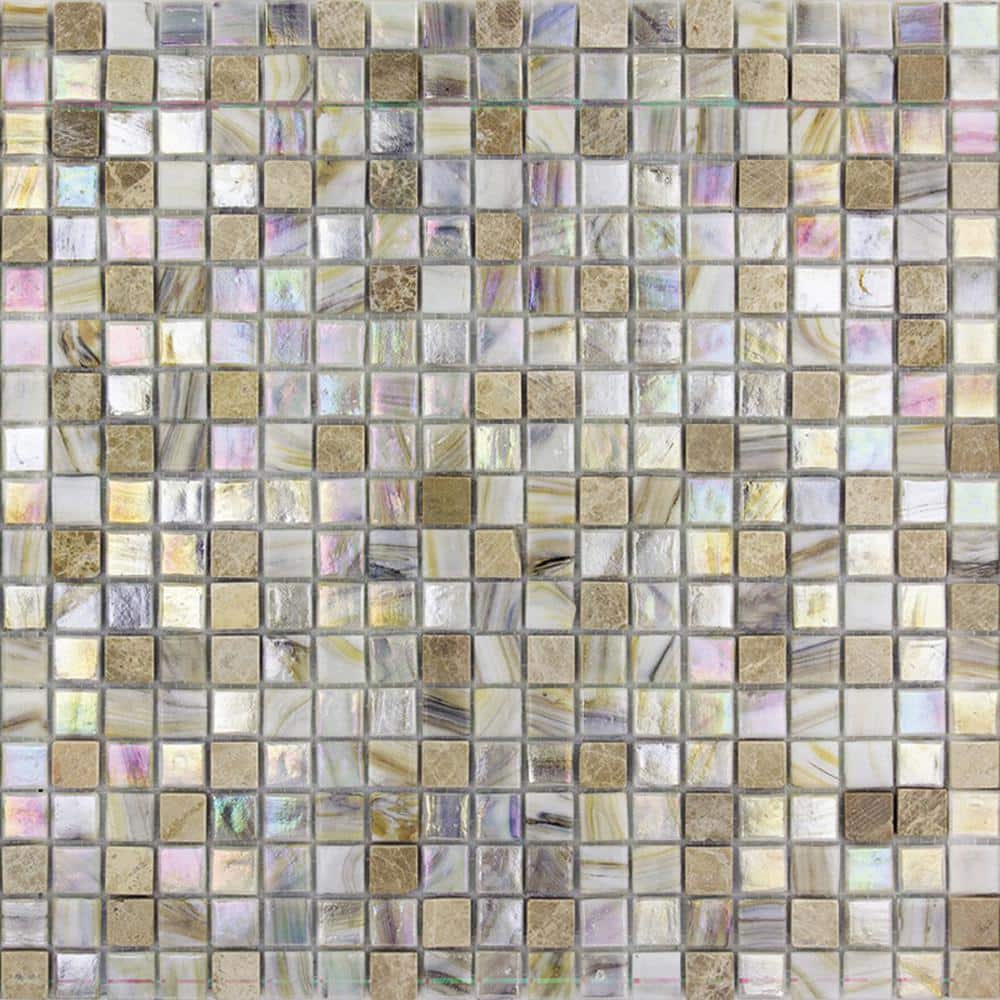 Apollo Tile Mingles 4 in. x 6 in. Glossy Beige Glass Mosaic Uniform ...