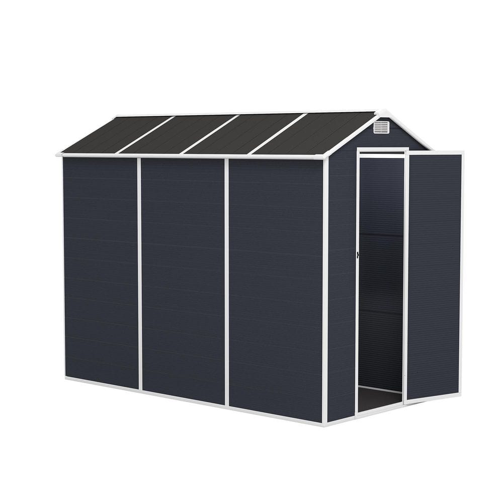Ama pear Gray 4 ft. W x 8 ft. D Resin Waterproof Storage Shed, All ...