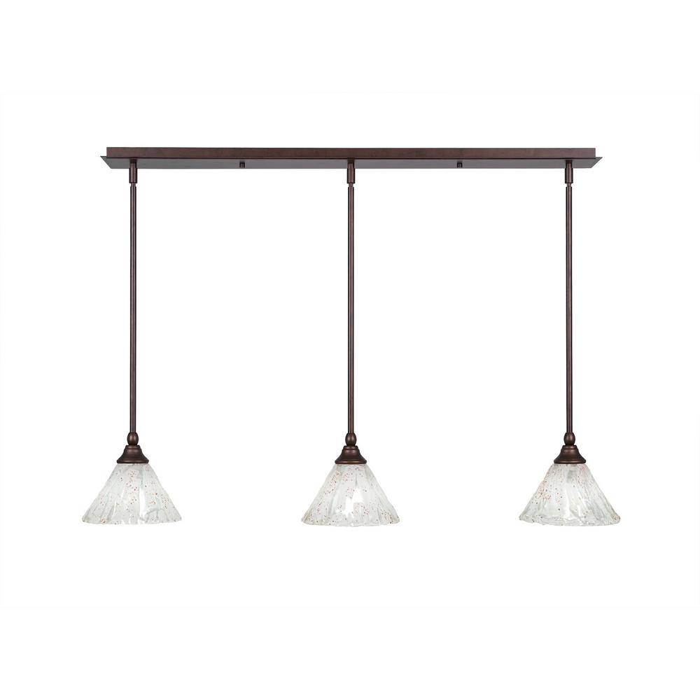 Livingston 100-Watt 3 Light Bronze, Linear Pendant Light with 7 in ...