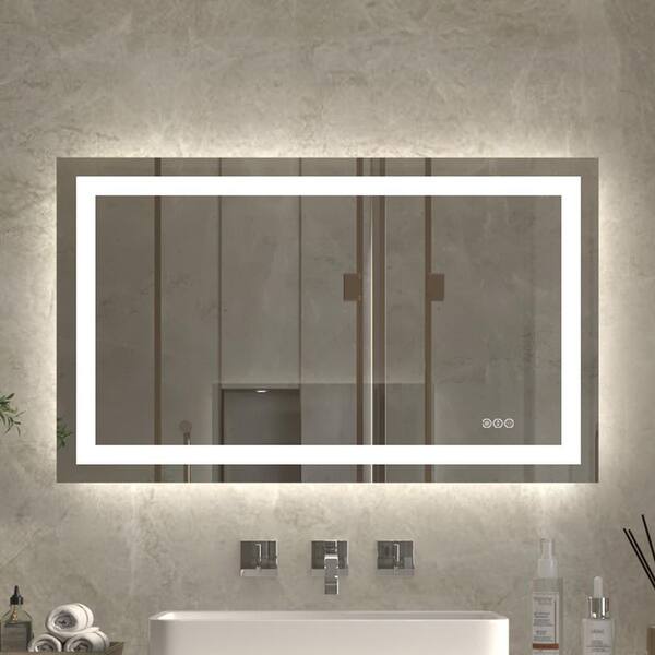 Exbrite 32 in. W x 40 in. H Medium Rectangular Frameless Anti-Fog Wall ...