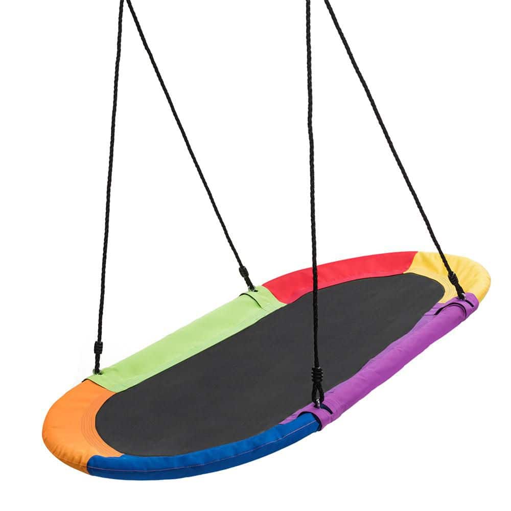 HONEY JOY Colorful 60 in. Flying Saucer Tree Multi-Person Swing Set ...
