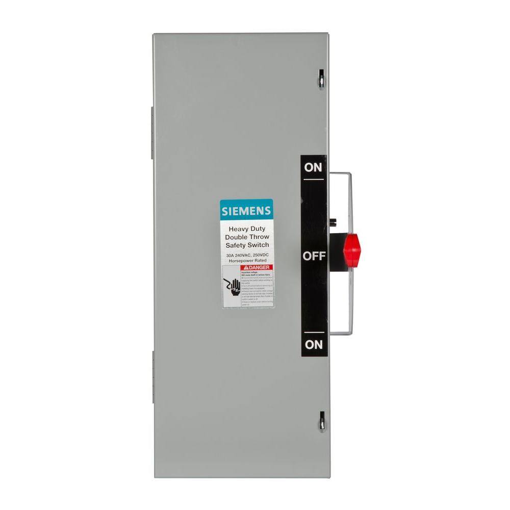 Siemens Double Throw 30 Amp 240-Volt 2-Pole Indoor Non-Fusible Safety ...