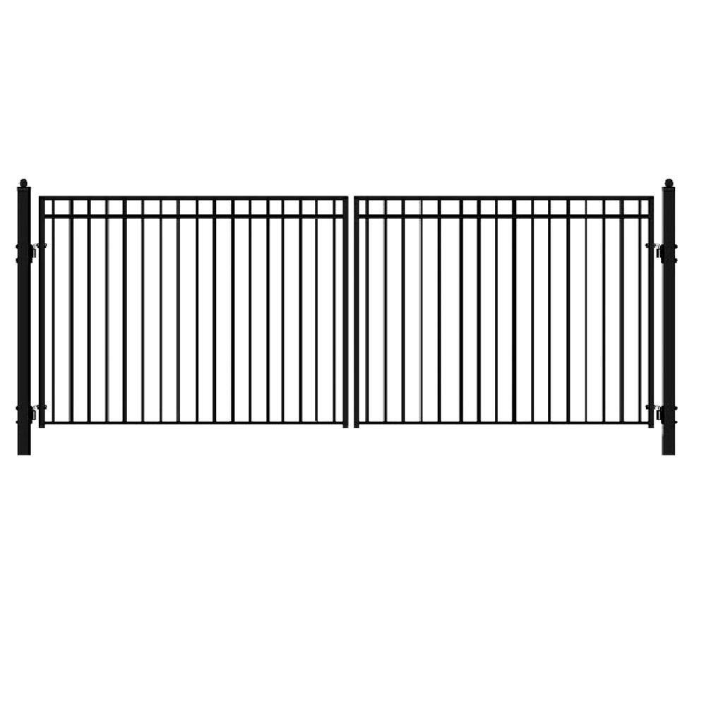 ALEKO Madrid 18 ft. x 6 ft. Black Steel Dual Driveway Fence Gate ...