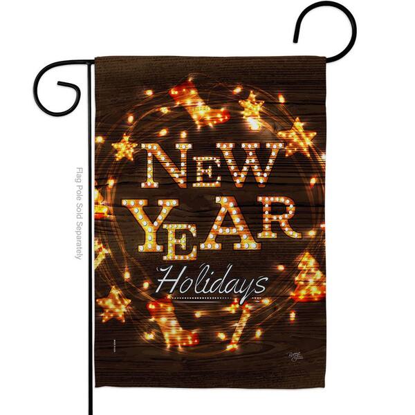 Breeze Decor 13 in. x 18.5 in. Brightly New Year Garden Flag Double ...