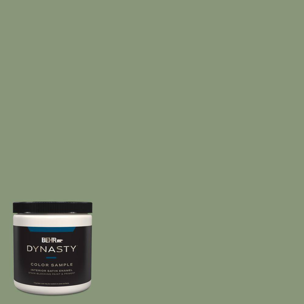 BEHR DYNASTY 8 oz. #S390-5 Laurel Tree One-Coat Hide Satin Enamel Stain ...