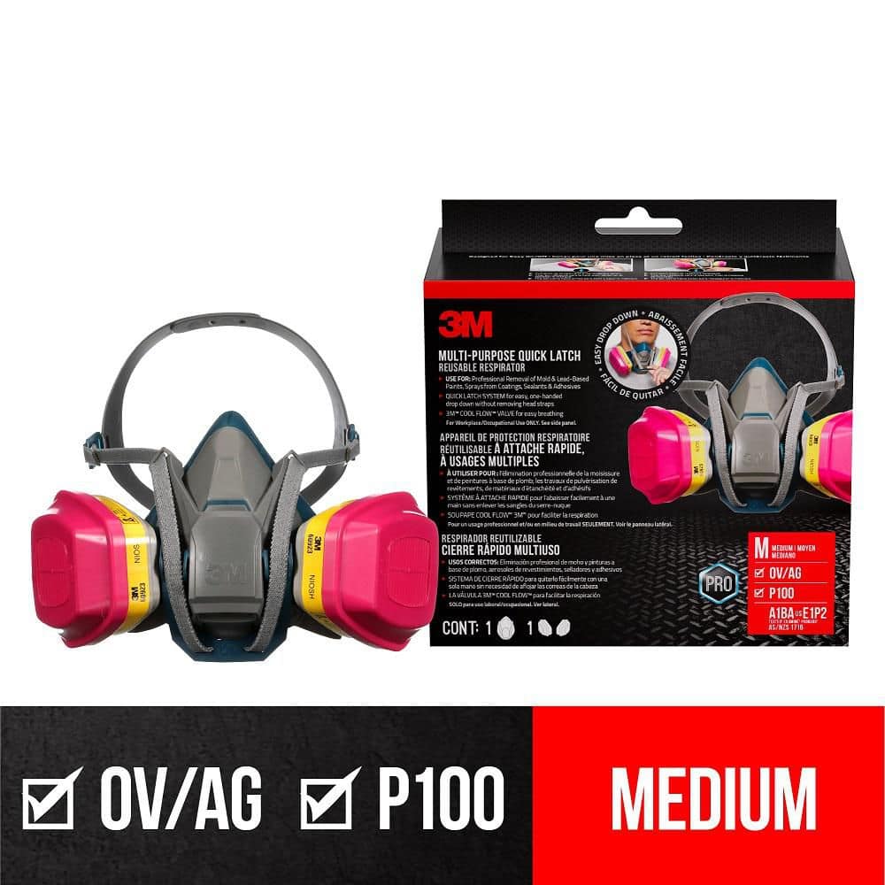 3M OV/AG P100 Pro Multi-Purpose Reusable Respirator with Quick Latch ...