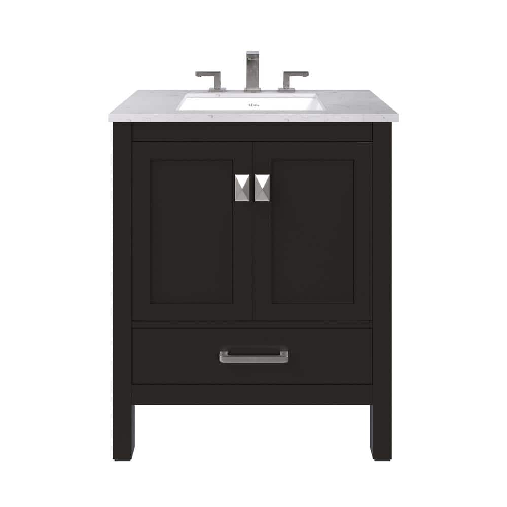 Eviva Aberdeen 30 in. Single Sink Espresso Bath Vanity with White ...