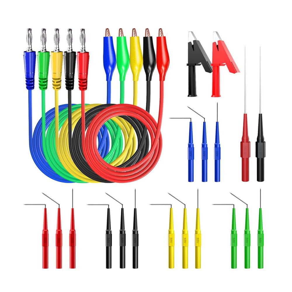 EKIEUDL 25-Piece Back Probe Kit Extended Length Banana Plug to Copper ...