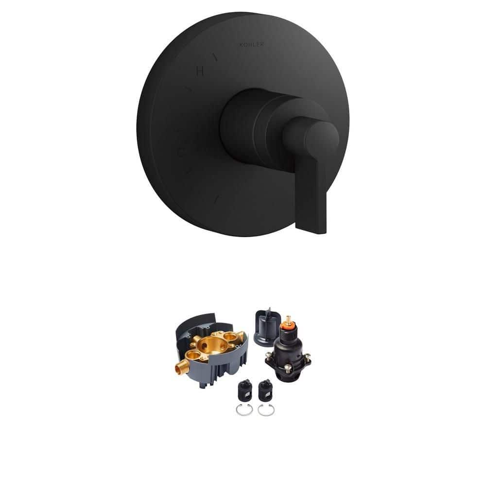 KOHLER Rite-Temp Matte Black Shower Valve Trim Kit with Lever Handle ...