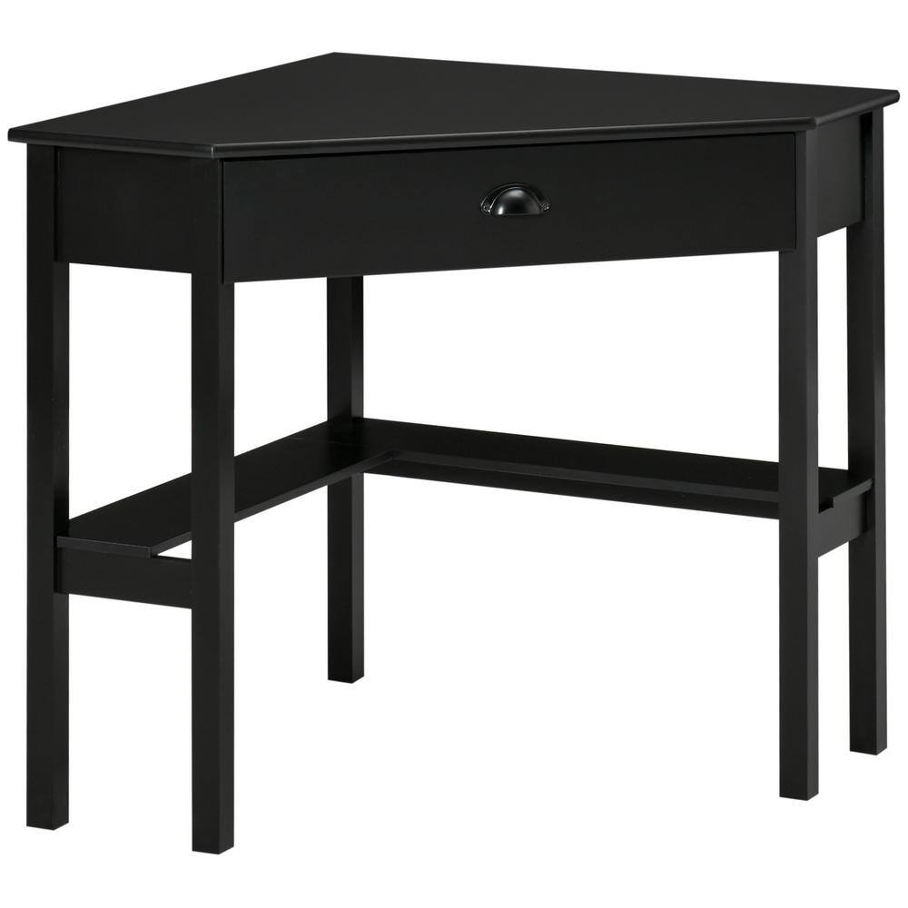 HOMCOM Modern 29.5 in. Triangle Black MDF 1-Drawer Computer Desk with ...
