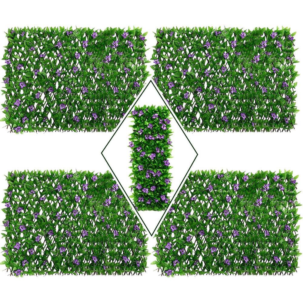 ITOPFOX 18 in. x 48 in. Expandable Faux Ivy Wood Panel Garden Fence ...