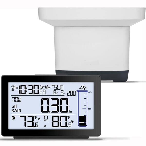 Angel Sar Wireless Digital Rain Gauge with Thermometer, Self-Emptying ...