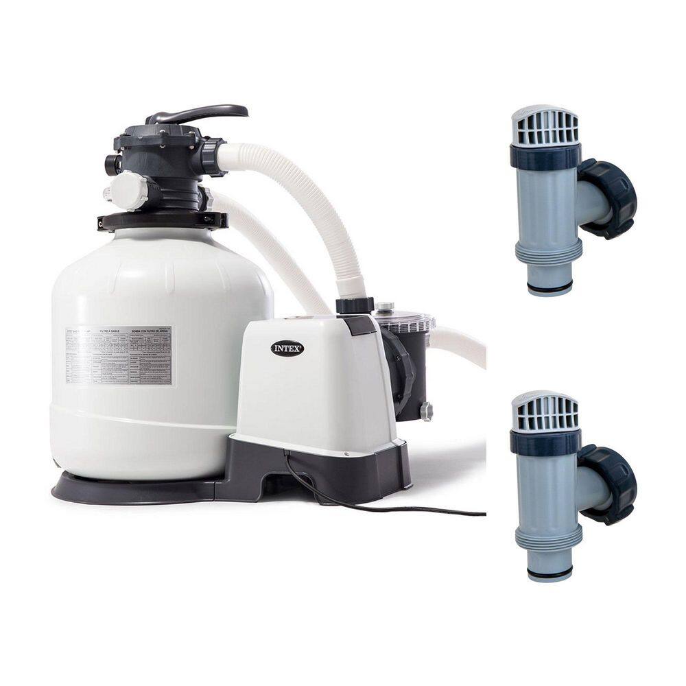 Intex 3000 GPH Sand Filter Pump and Plunger Valves (2 Pack) for Above ...