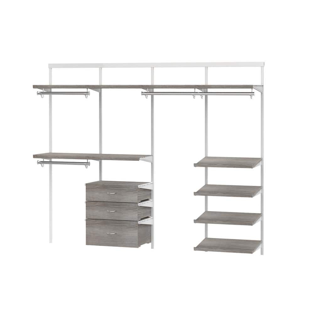 Everbilt Genevieve 8 ft.Gray Adjustable Closet Organizer Long, Short ...