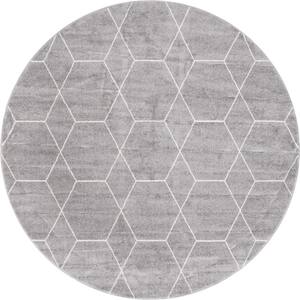 StyleWell Trellis Frieze Light Gray/Ivory Gray 2 ft. x 6 ft. Geometric ...
