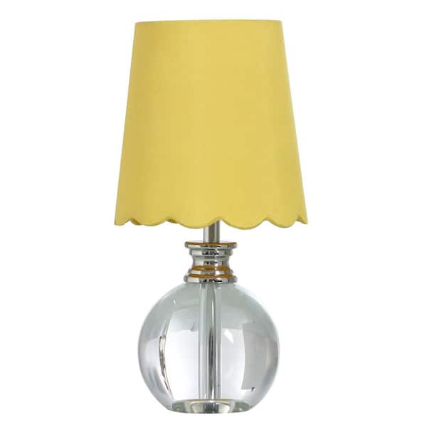 StyleCraft Beatrice 14 in. Clear Table Lamp with Yellow Linen Shade ...
