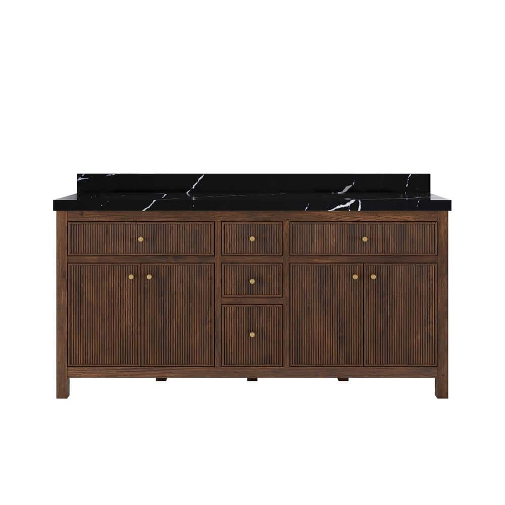 Willow Collections Sonoma Teak 72 in. Double Sink Freestanding Dark ...